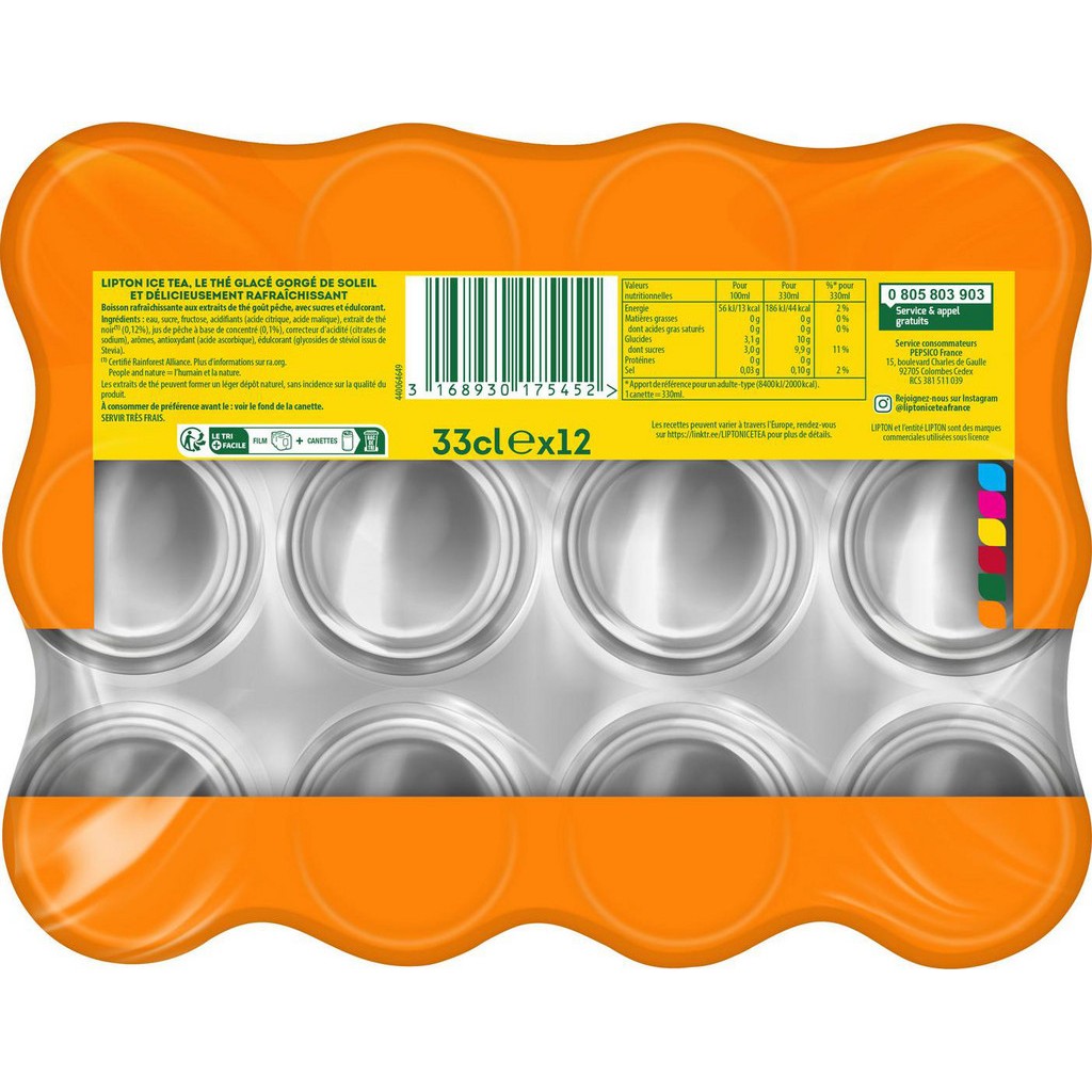Lipton PECHE 33cl (pack de 12) - selfdrinks.com